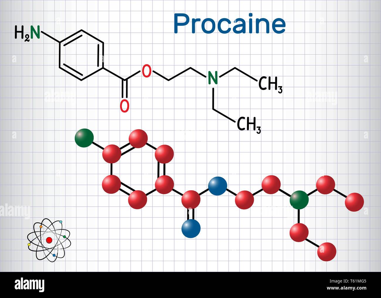 La procaina molecola. È un anestetico locale di farmaco. Formula ...