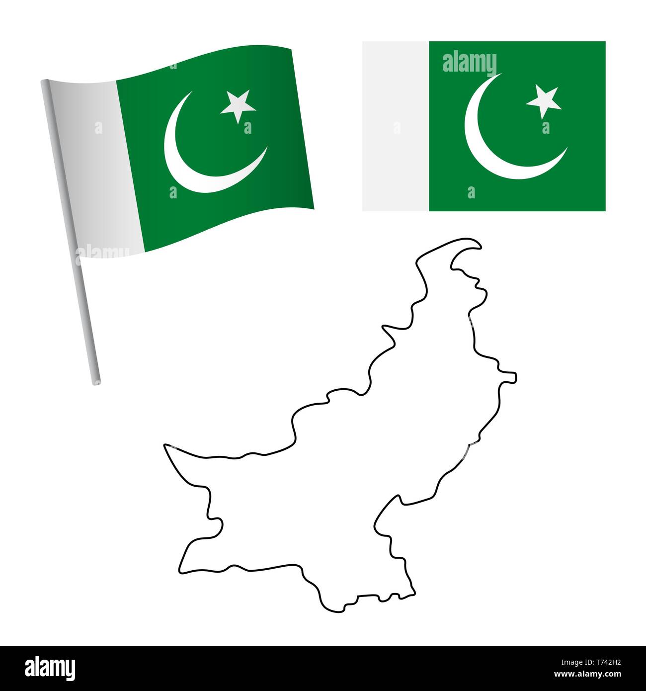 Il Pakistan bandiera e la mappa. Sfondo patriottico. Bandiera nazionale ...