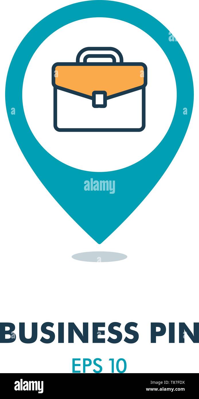 Valigetta pin outline icona della mappa. Segno aziendale. Puntatore ...
