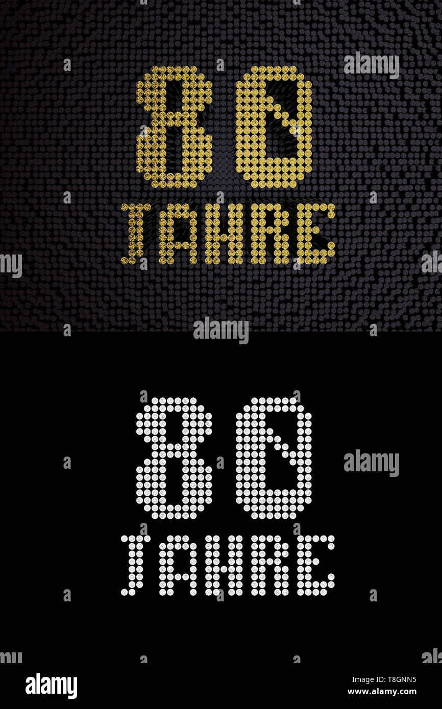 Il tedesco numero aureo ottanta anni (numero 80 anni) font tratteggiata ...