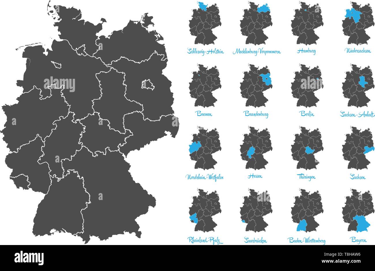 Cartina geografica germania bianca immagini e fotografie stock ad alta ...