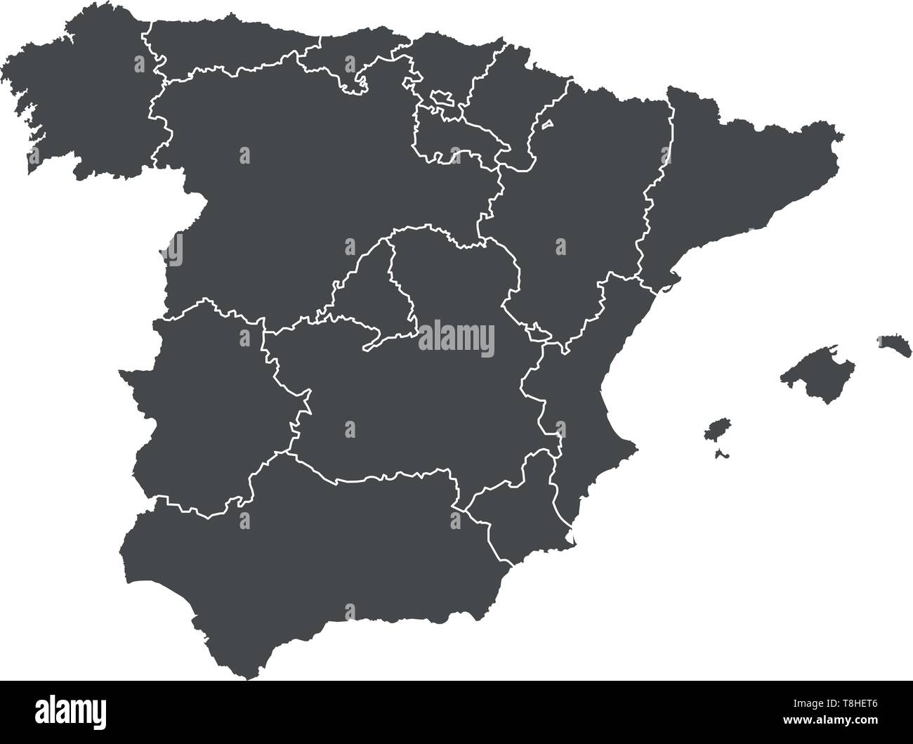 Mappa regioni spagna con bandiera immagini e fotografie stock ad alta ...