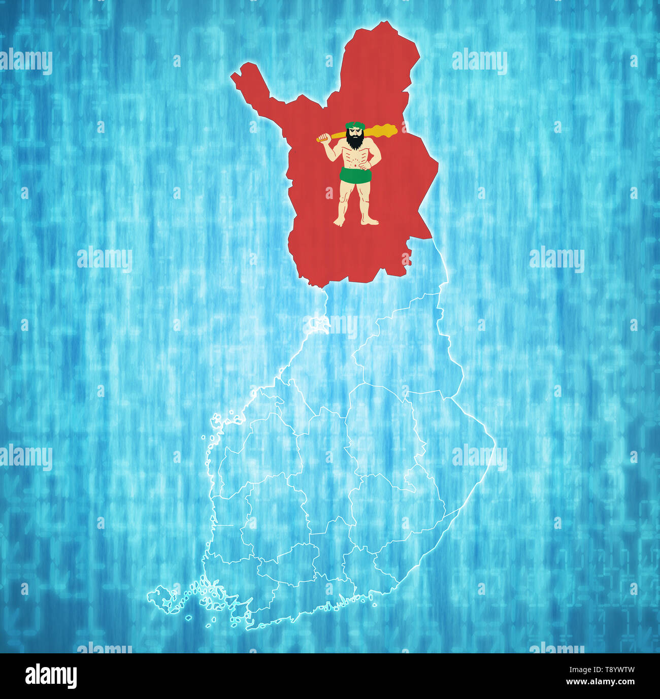 Territorio della Lapponia regione sulla mappa di divisioni ...