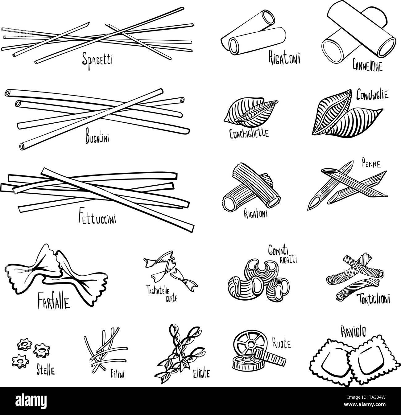 Disegno Di Pasta In Bianco E Nero