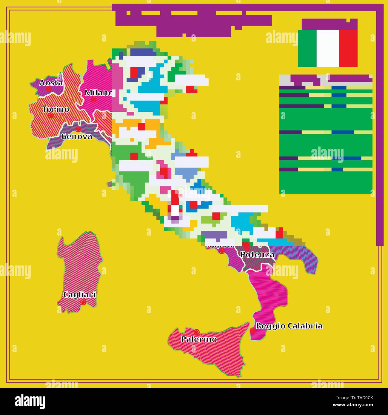 Mappa dell'Italia. Illustrazione luminoso con la mappa. Illustrazione ...