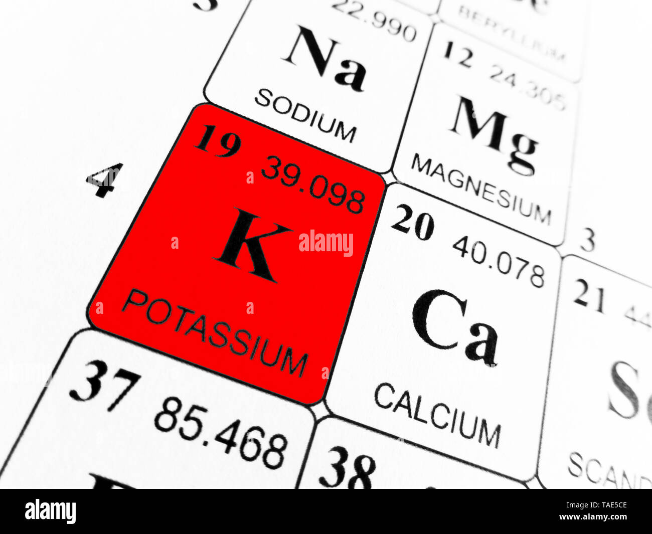 Il potassio sulla tavola periodica degli elementi Foto stock - Alamy