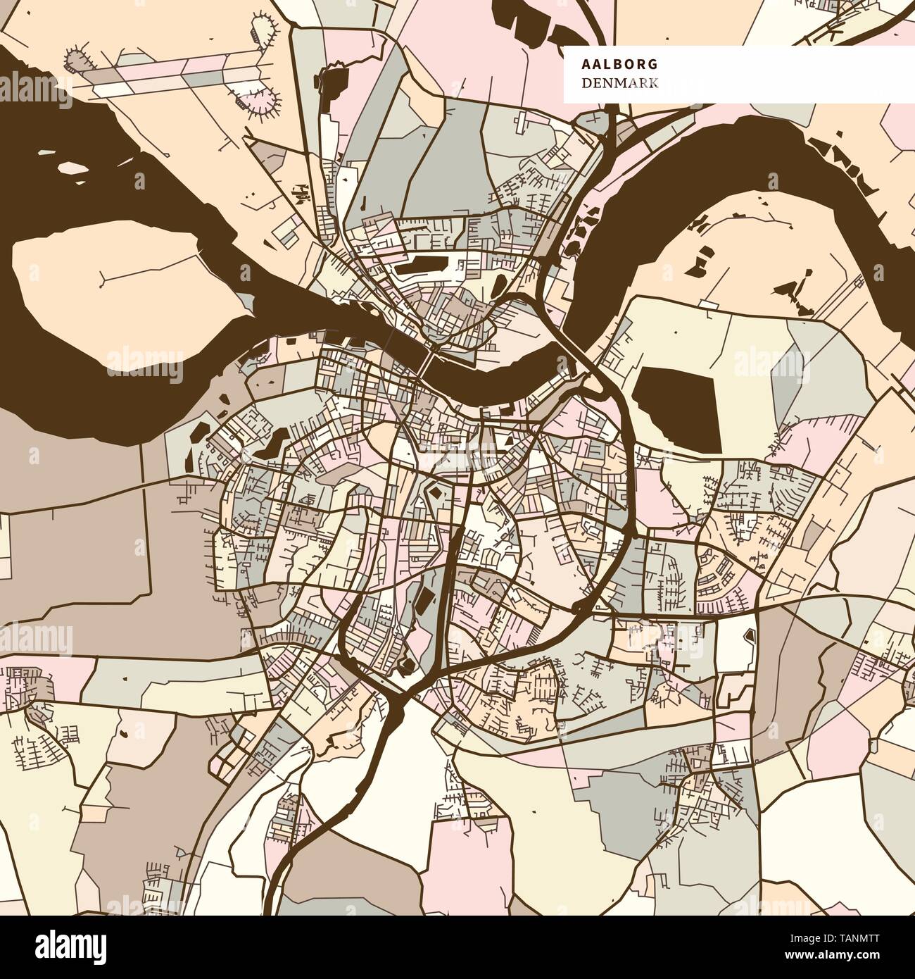 Stampa della mappa della danimarca Immagini Vettoriali Stock - Alamy
