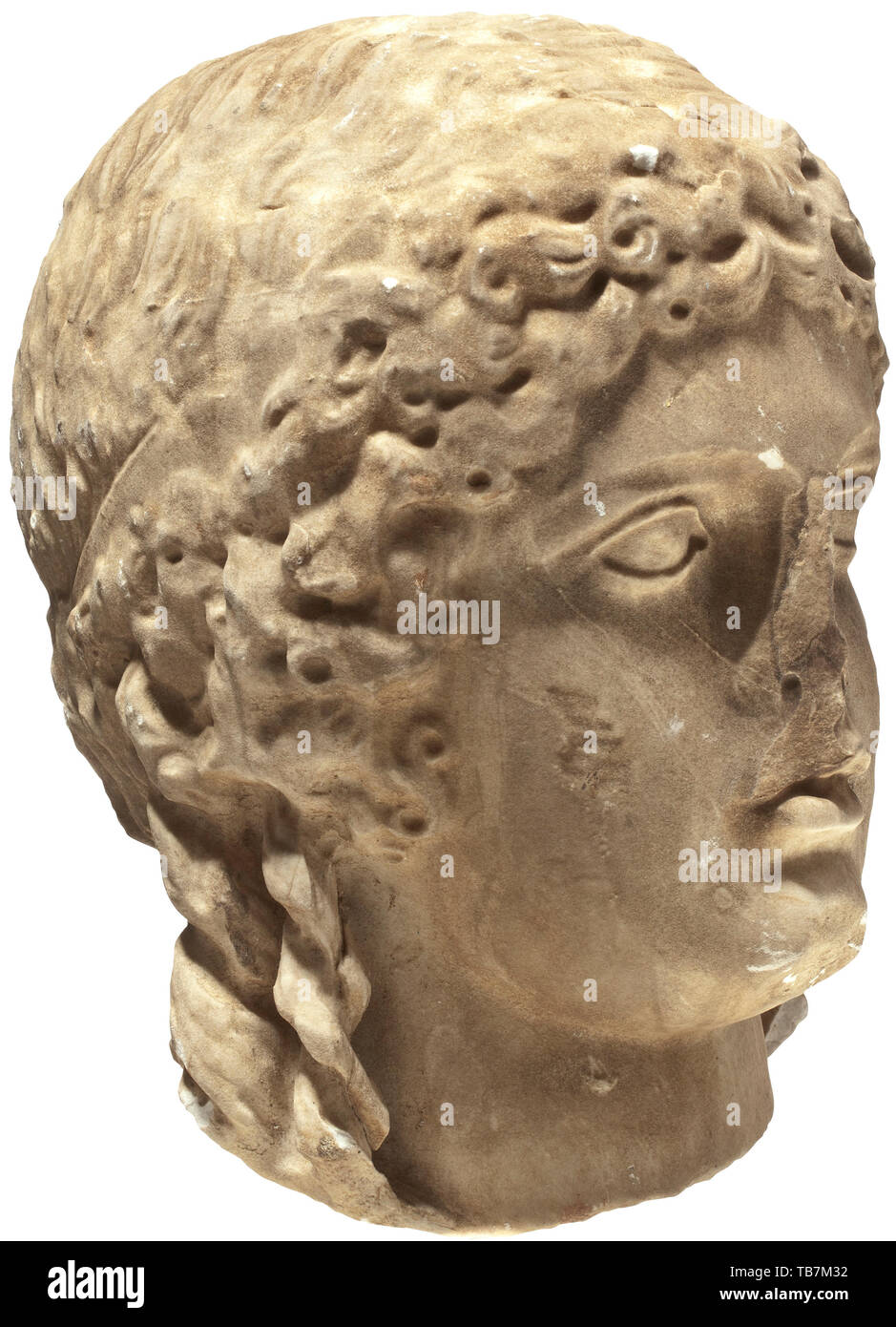 Una testa in marmo di Apollo, copia del XIX secolo sulla base di un ...