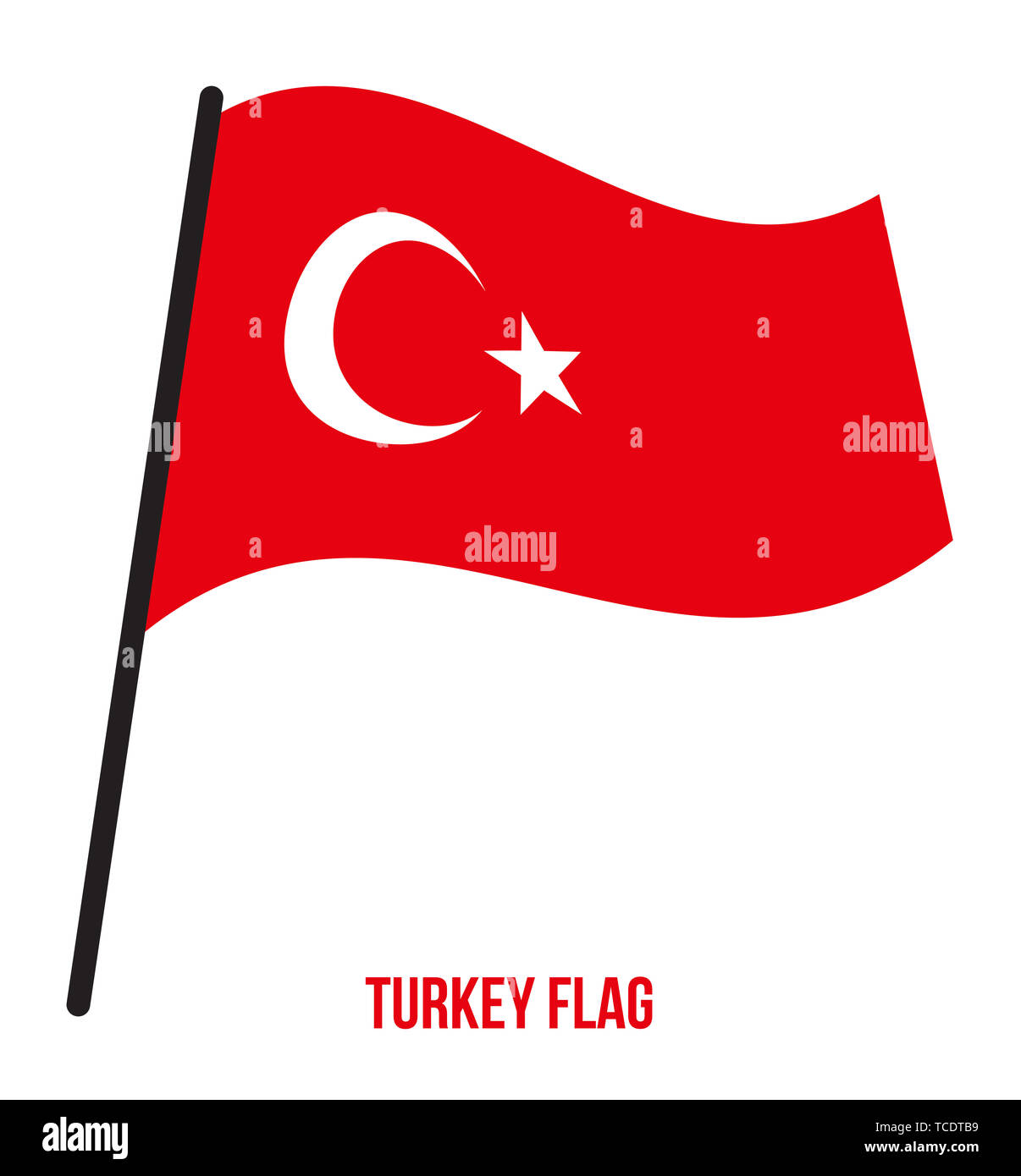 Bandiera della Turchia sventolando illustrazione vettoriale su sfondo ...