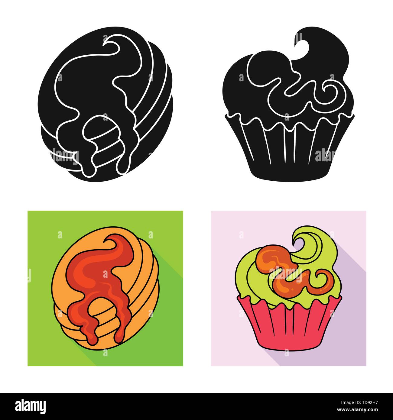 Il design del vettore di dolciumi e icona culinario. Raccolta di ...