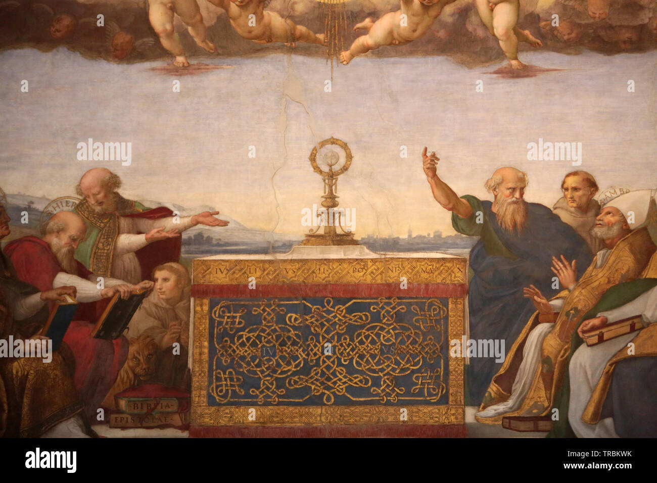 Détails. La verniciatura della disputa oltre il Santissimo Sacramento ...