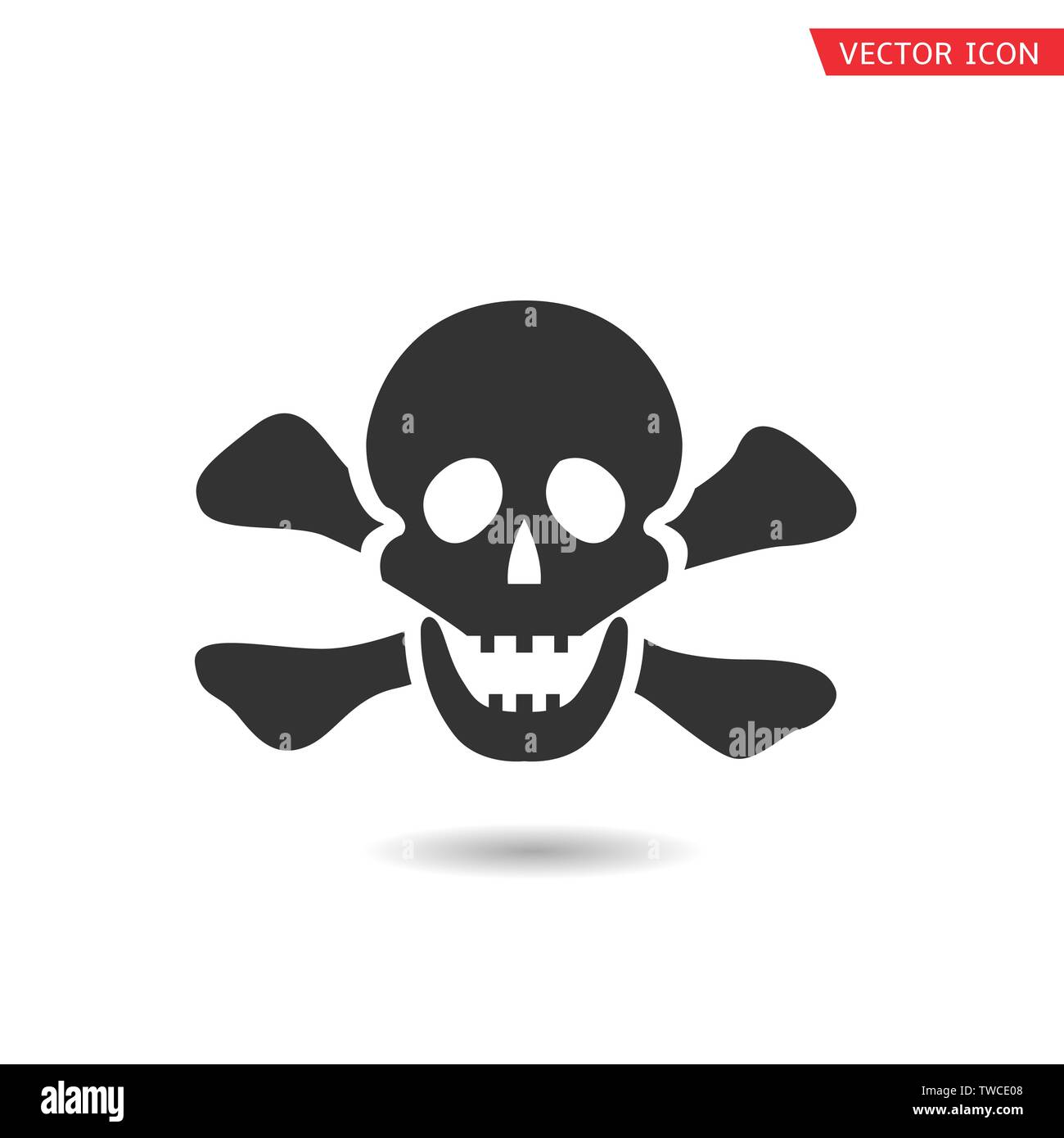 Jolly Roger icona. Il simbolo dei pirati, segnaletica di pericolo ...