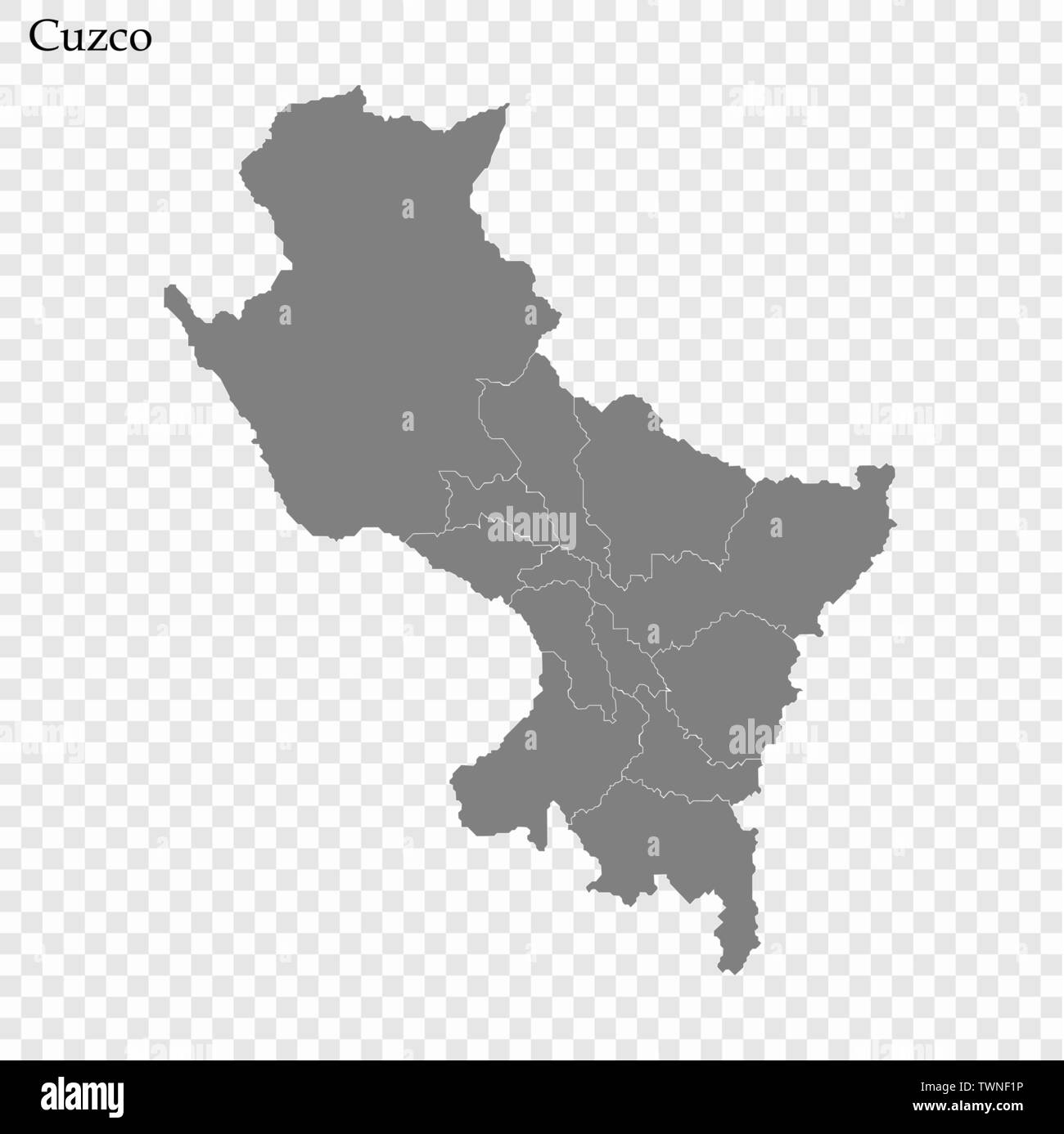 Alta qualità mappa di Cuzco è una provincia del Perù, con i confini dei ...