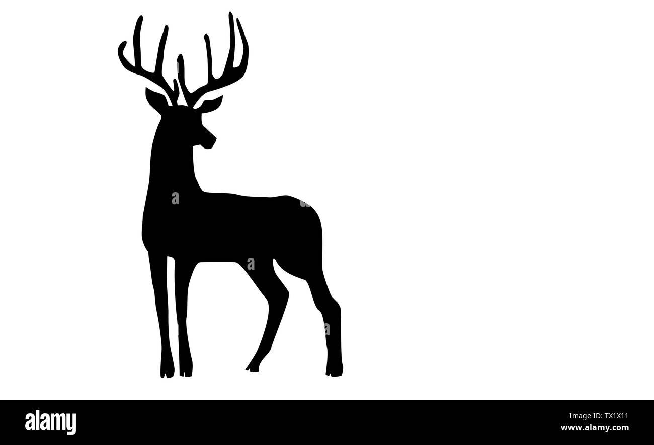 Illustrazione di cervo sagoma Foto e Immagini Stock in Bianco e Nero ...