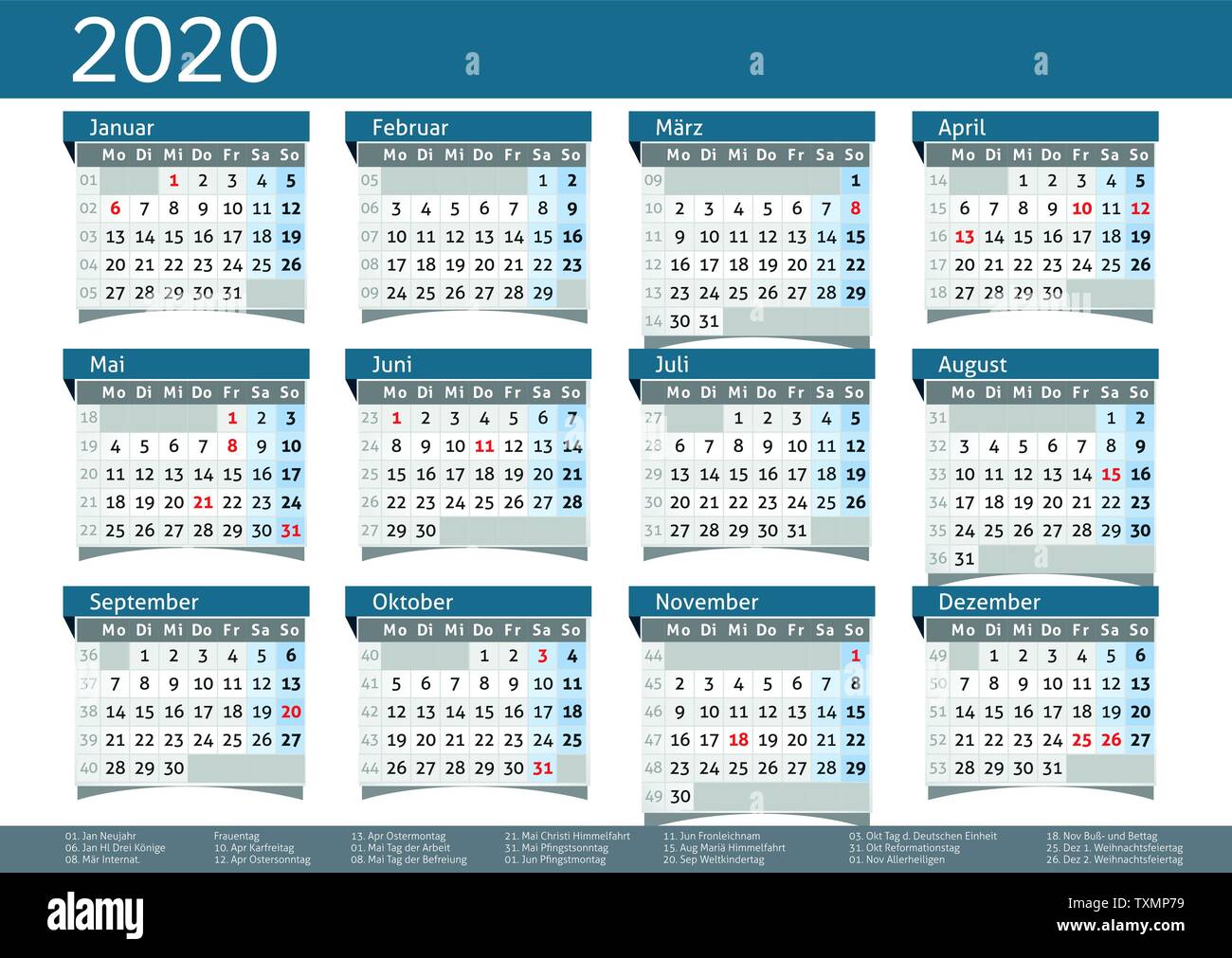 Calendario 2020 immagini e fotografie stock ad alta risoluzione - Alamy