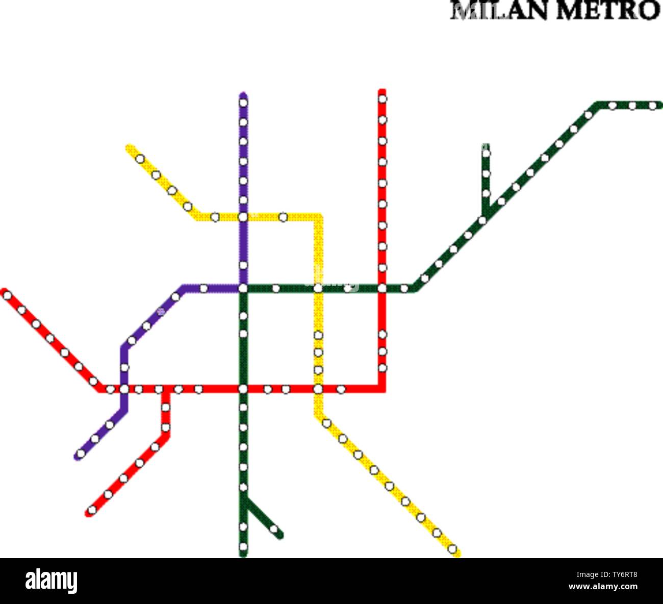 Milan map vector train Immagini Vettoriali Stock - Alamy