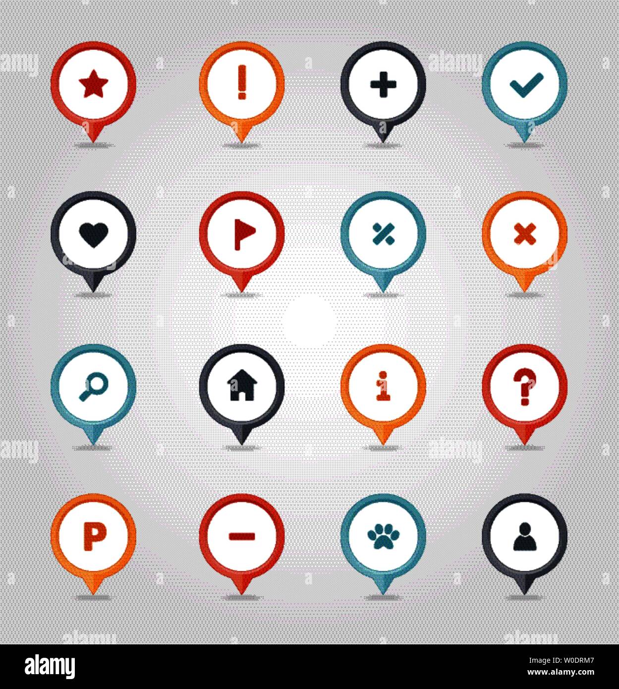 Pin mappa icon set. Puntatore Mappa. I marcatori mappa. Destinazione ...