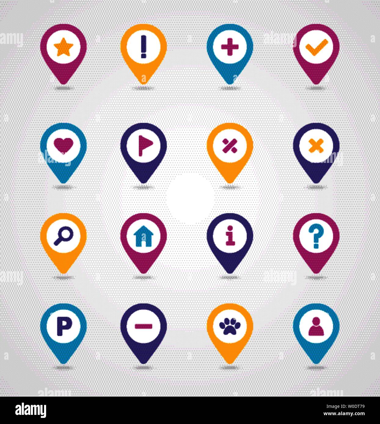 Pin mappa icon set. Puntatore Mappa. I marcatori mappa. Destinazione ...