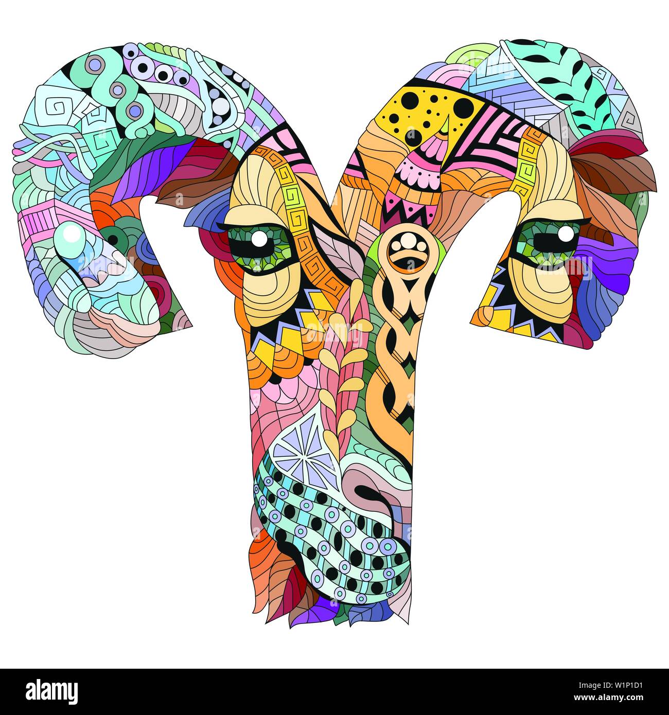 Ariete segno zodiacale, astrologia concept art. Il design del tatuaggio ...