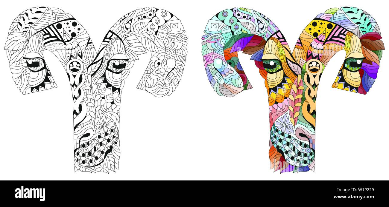 Ariete segno zodiacale, astrologia concept art. Tattoo design. Il ...