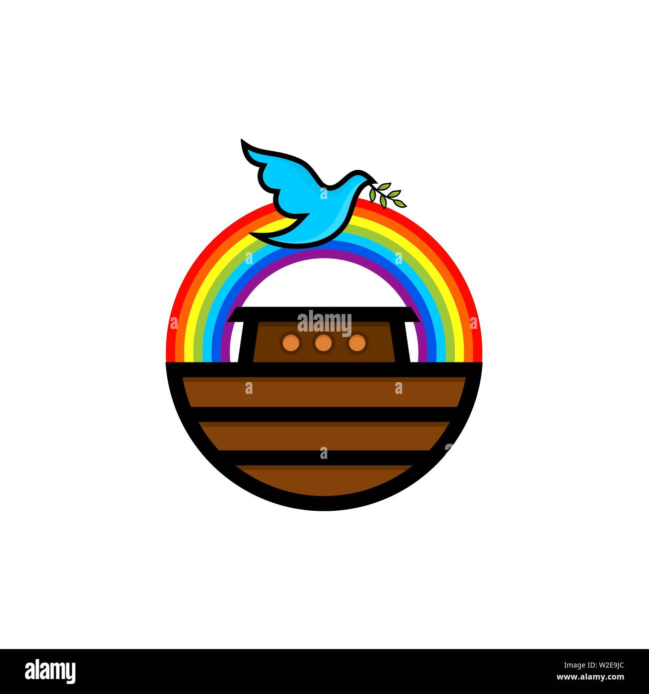 Logo dell'Arca di Noè. Arcobaleno - un simbolo dell'alleanza. Colomba ...
