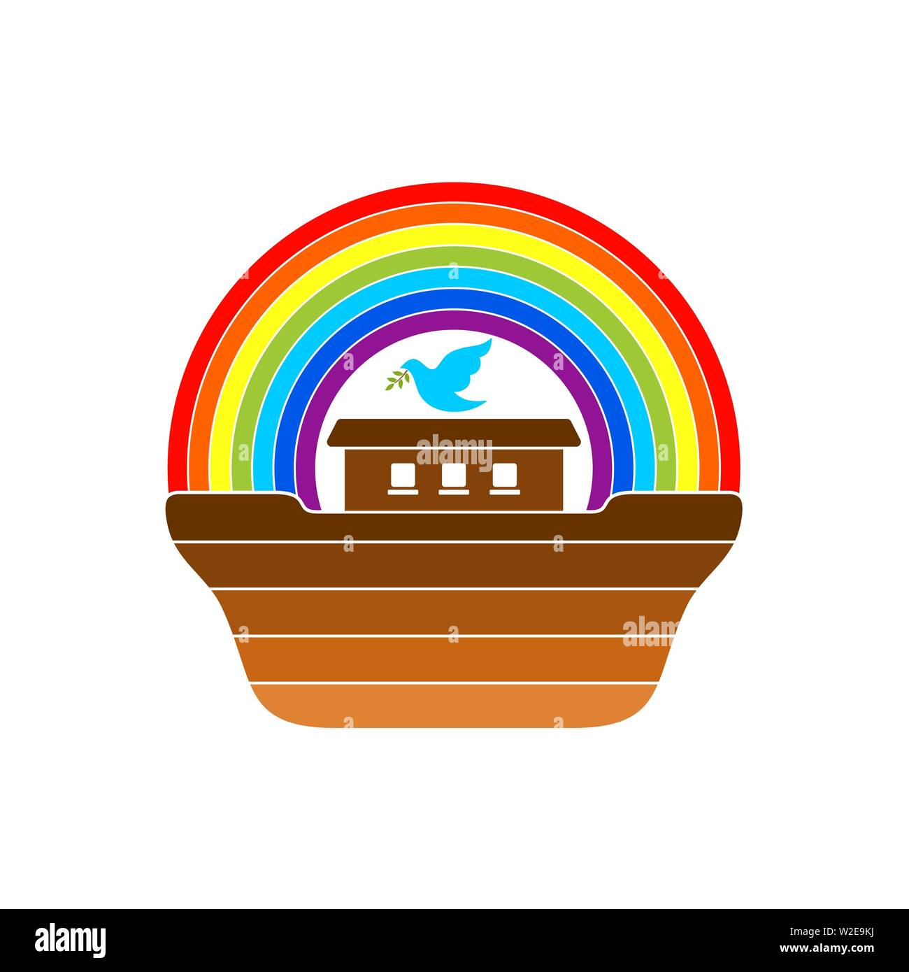 Logo dell'Arca di Noè. Arcobaleno - un simbolo dell'alleanza. Colomba ...