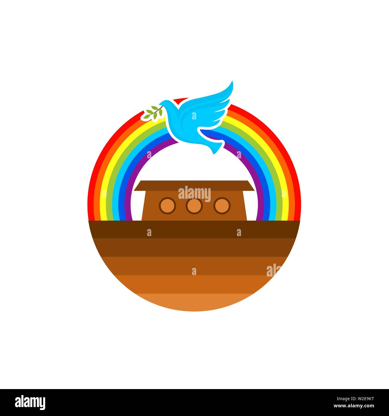 Logo dell'Arca di Noè. Arcobaleno - un simbolo dell'alleanza. Colomba ...