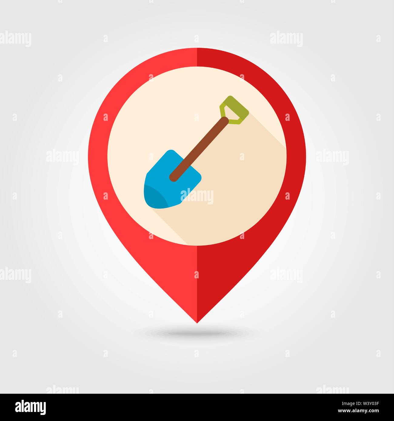 Il giardinaggio pala piatta perno vettore icona della mappa. Puntatore ...