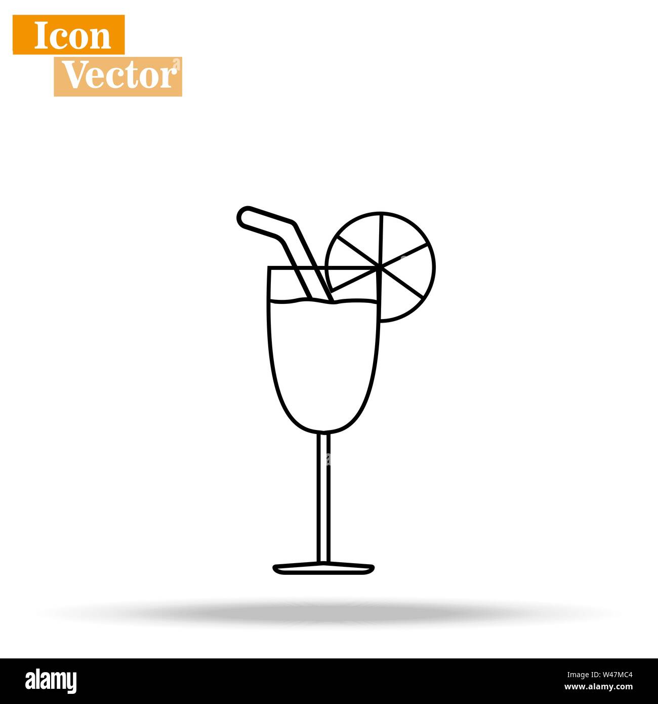 Cocktail icona della linea di contorno, segno del vettore, stile ...