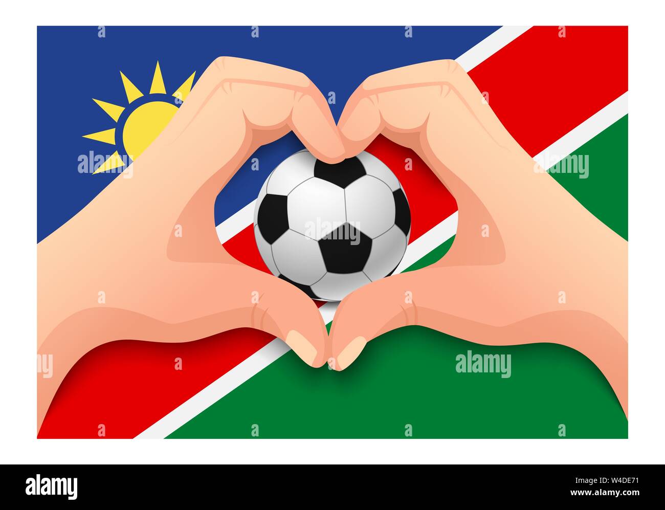 La Namibia bandiera a mano e a forma di cuore. Nazionale di calcio ...
