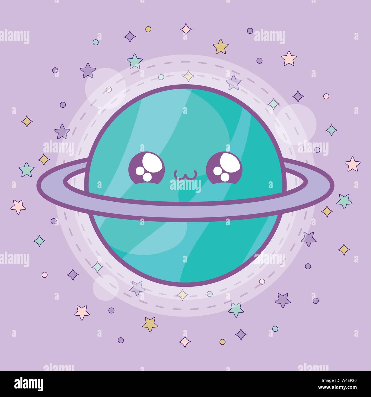 Grazioso pianeta Saturno kawaii style illustrazione vettoriale design ...