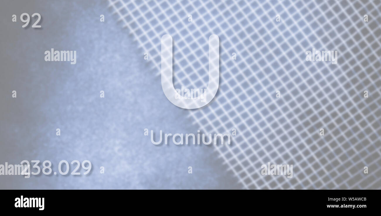 Uranio elemento chimico di dati atomici e simbolo immagine sfondo Foto ...