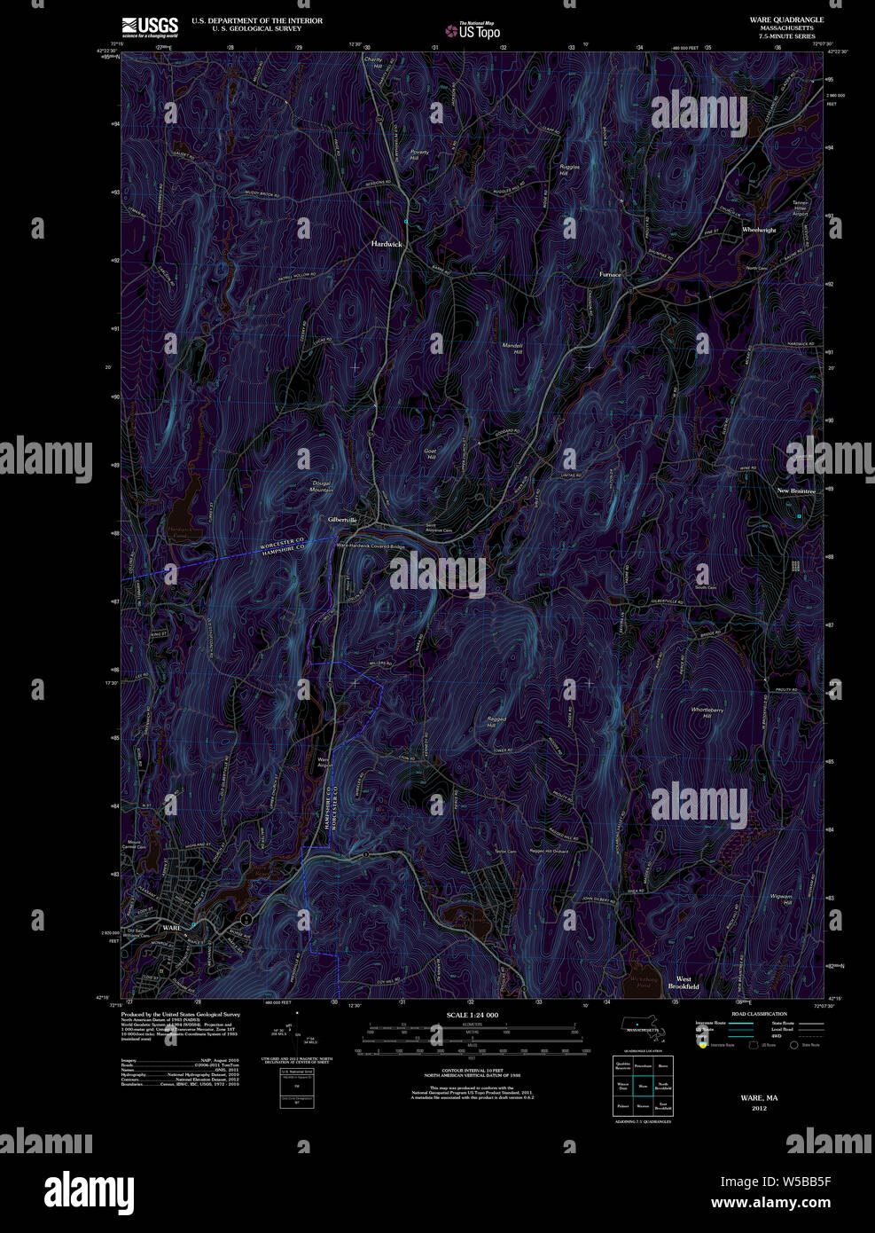 Mappa del massachusetts di ware immagini e fotografie stock ad alta ...