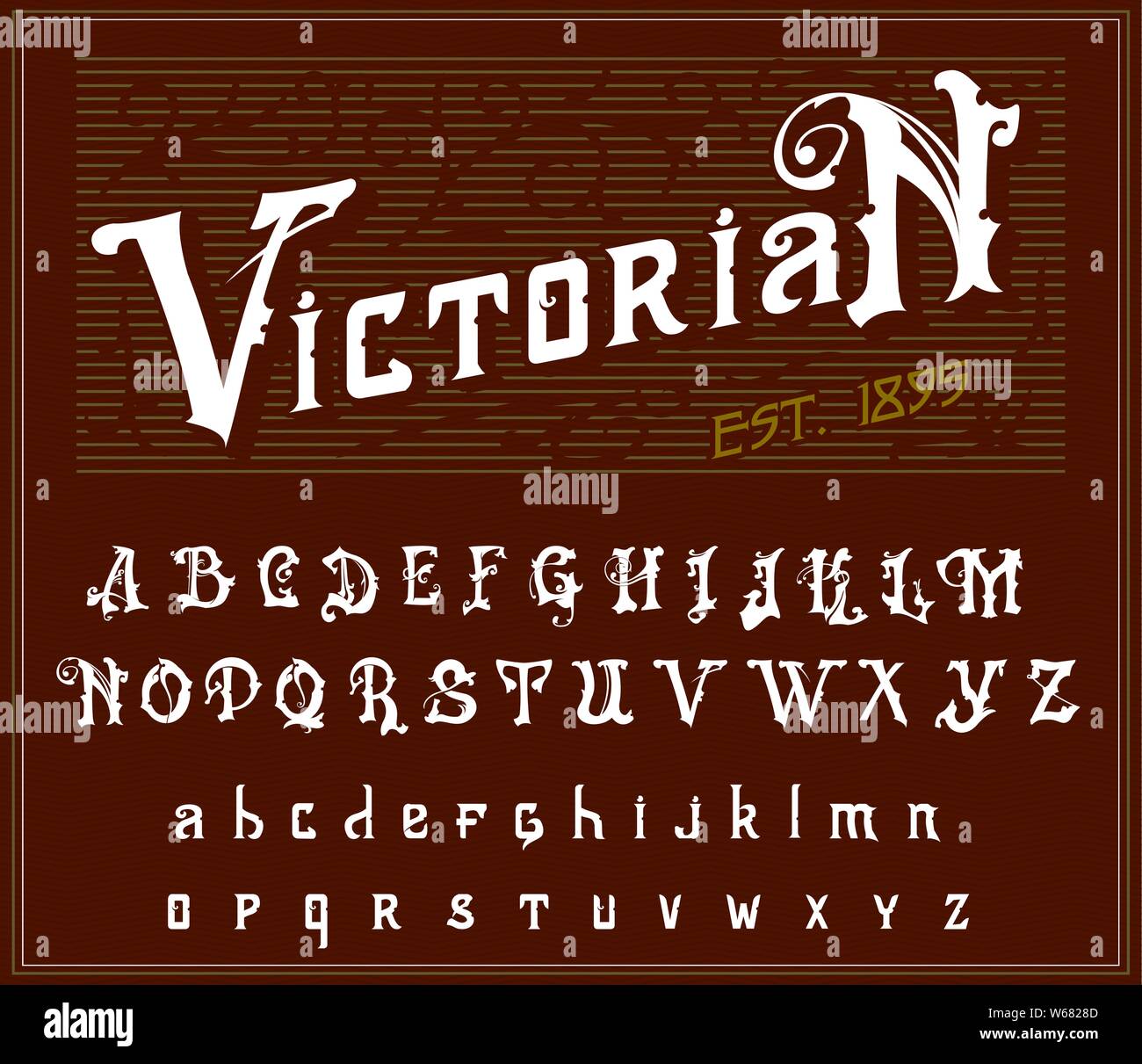 Alfabeto vittoriana in stile antico. Antique vecchio Font per etichetta ...