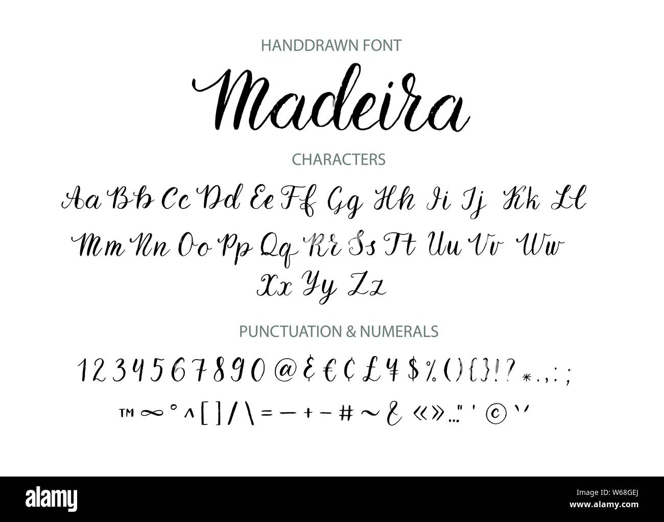 Manoscritte font Script. Disegnata a mano stile brush calligrafia ...