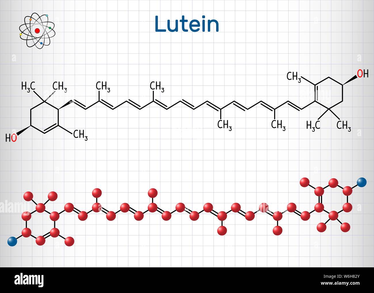 La luteina, xantofilla molecola. Essa è il tipo del carotenoide ...