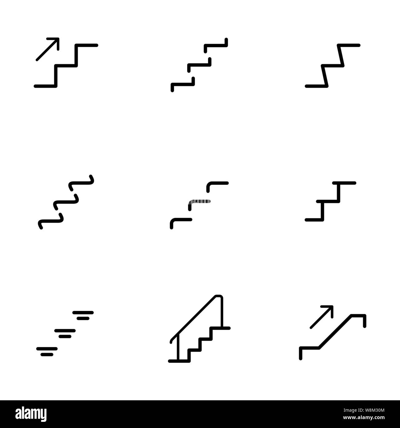 Set di scale icona con silhouette scaletta simbolo su sfondo bianco ...