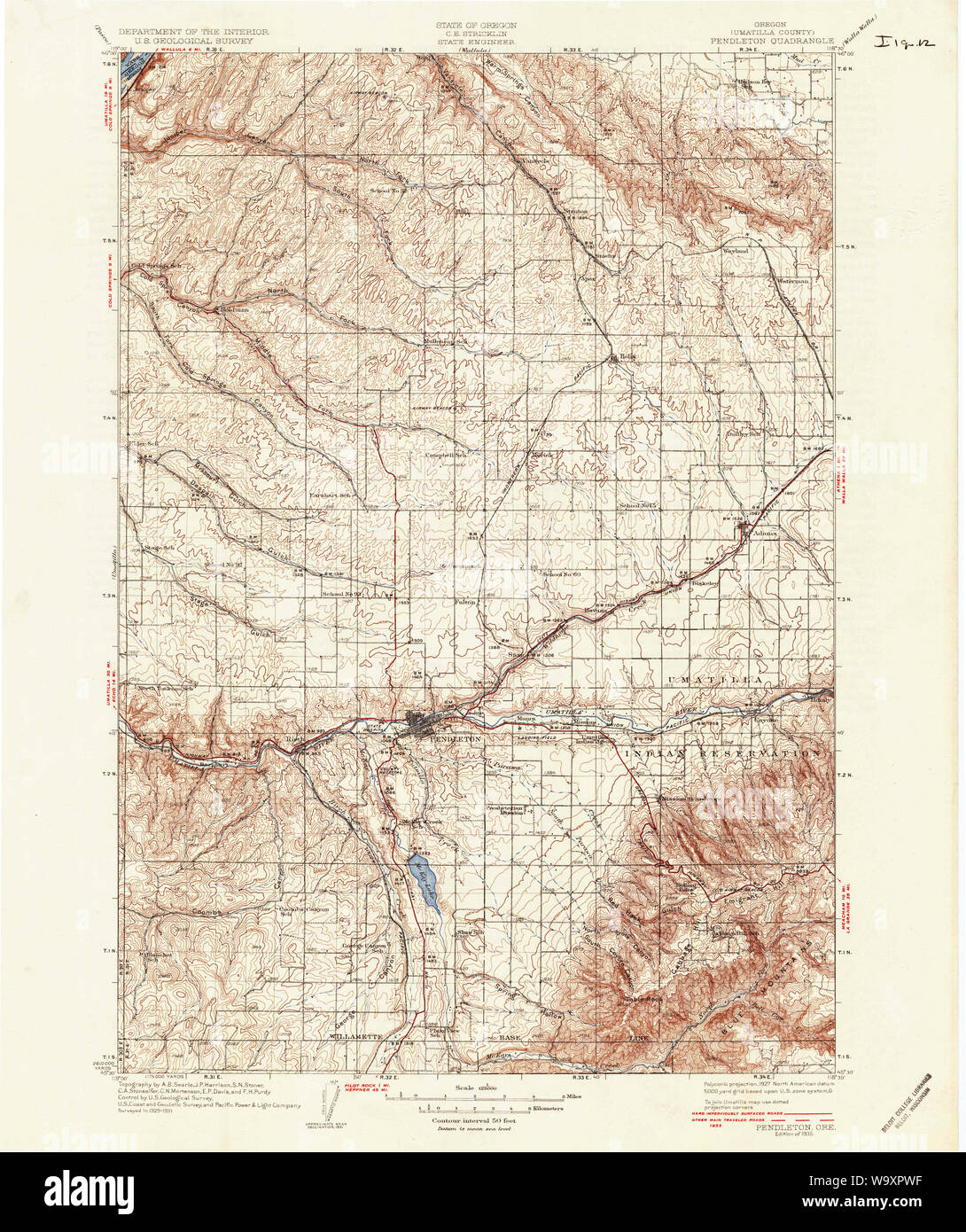 Mappa di pendleton oregon immagini e fotografie stock ad alta ...