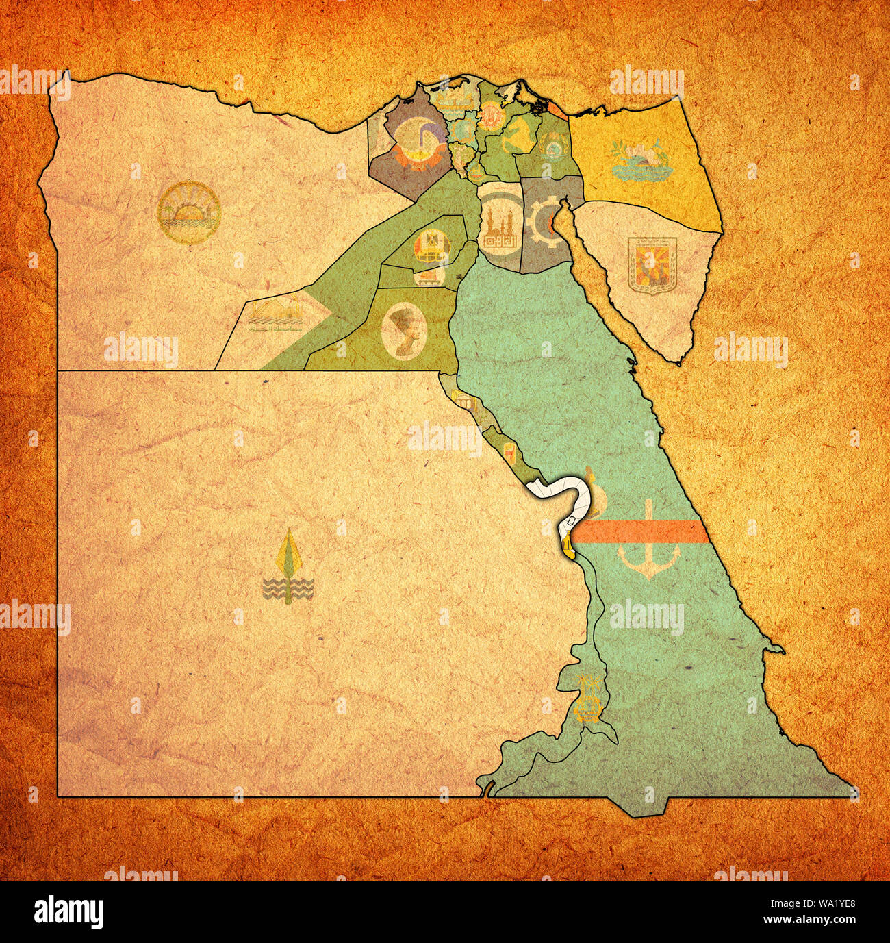 Il territorio di Luxor e bandiera sulla mappa di divisioni ...