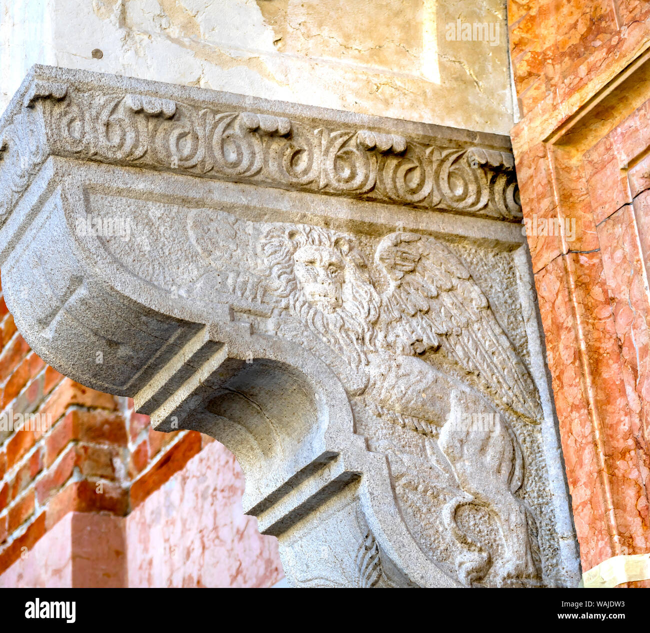 San Marco Lion scultura statua simbolo Street, Venezia, Italia. Lion è ...