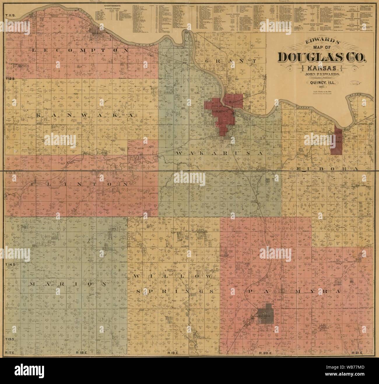 Mappa del kansas d'epoca immagini e fotografie stock ad alta ...