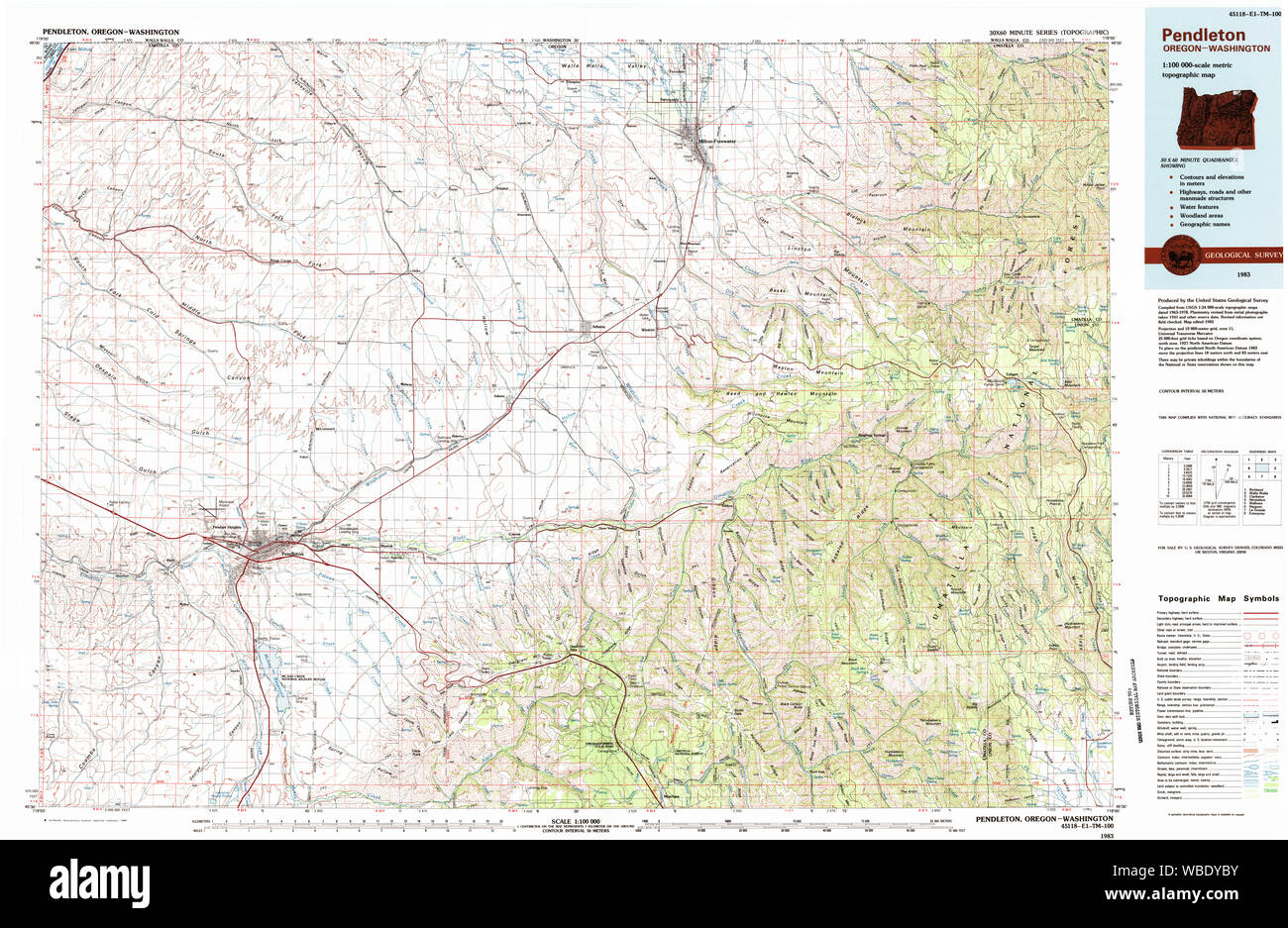 Mappa di pendleton oregon immagini e fotografie stock ad alta ...