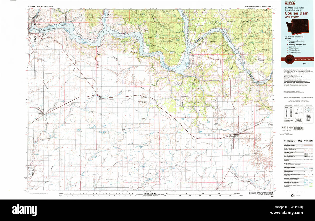 Diga di coulee mappa di washington immagini e fotografie stock ad alta ...