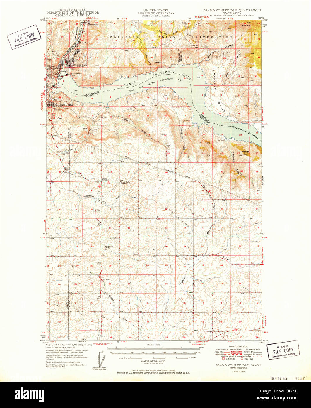 Diga di coulee mappa di washington immagini e fotografie stock ad alta ...
