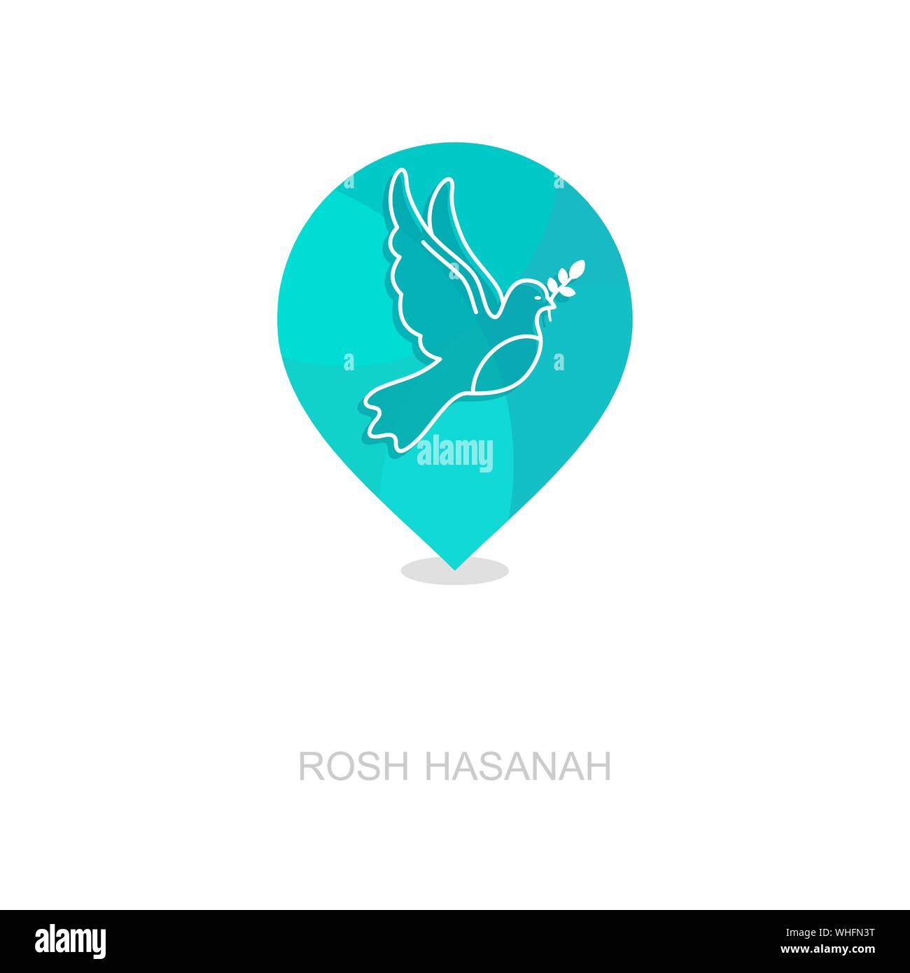 Colomba. Rosh Hashanah pin icona della mappa. Shana tova puntatore ...