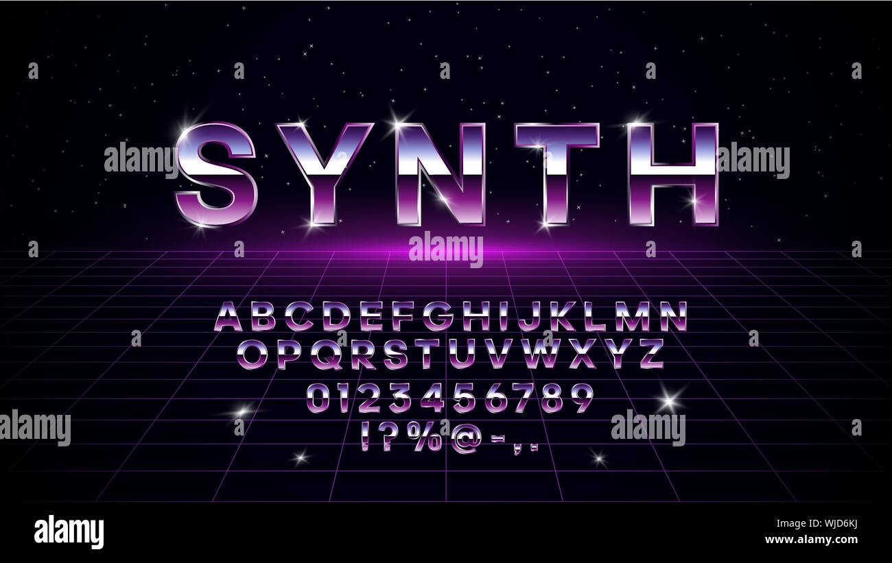 Retrowave synthwave vaporwave font in anni ottanta stile. Design ...