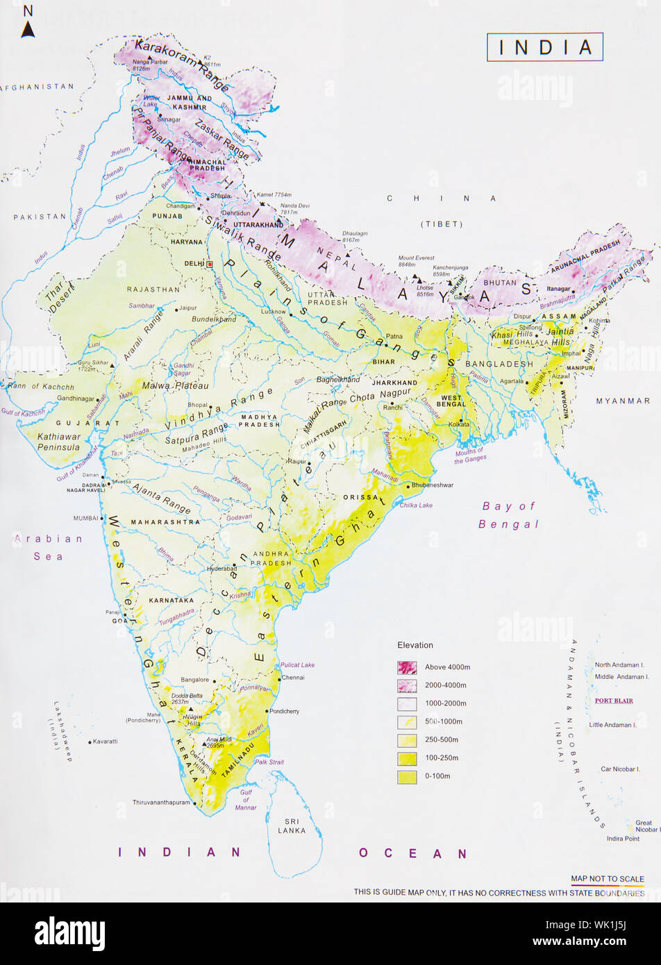 Mappa politica dell'India Foto stock - Alamy