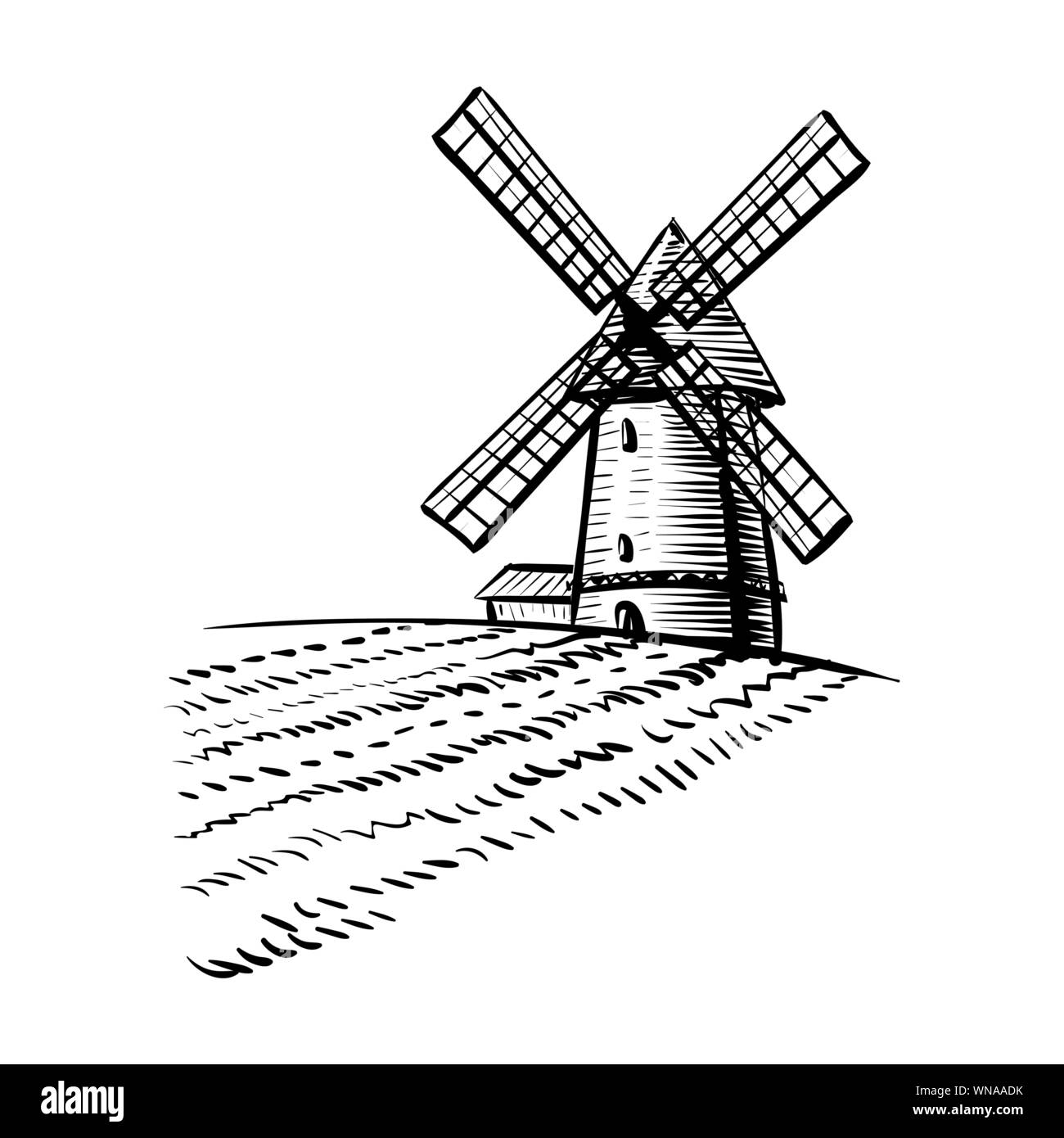 Sfondo di disegno del mulino a vento Immagini senza sfondo e Foto Stock ...