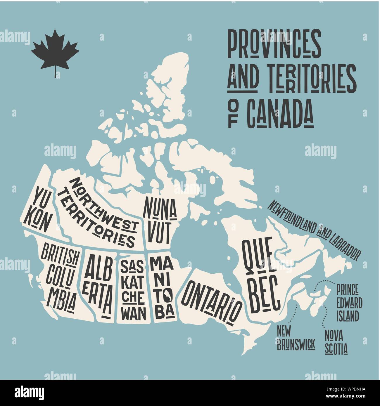 Mappa Canada. Mappa poster delle province e territori del Canada ...