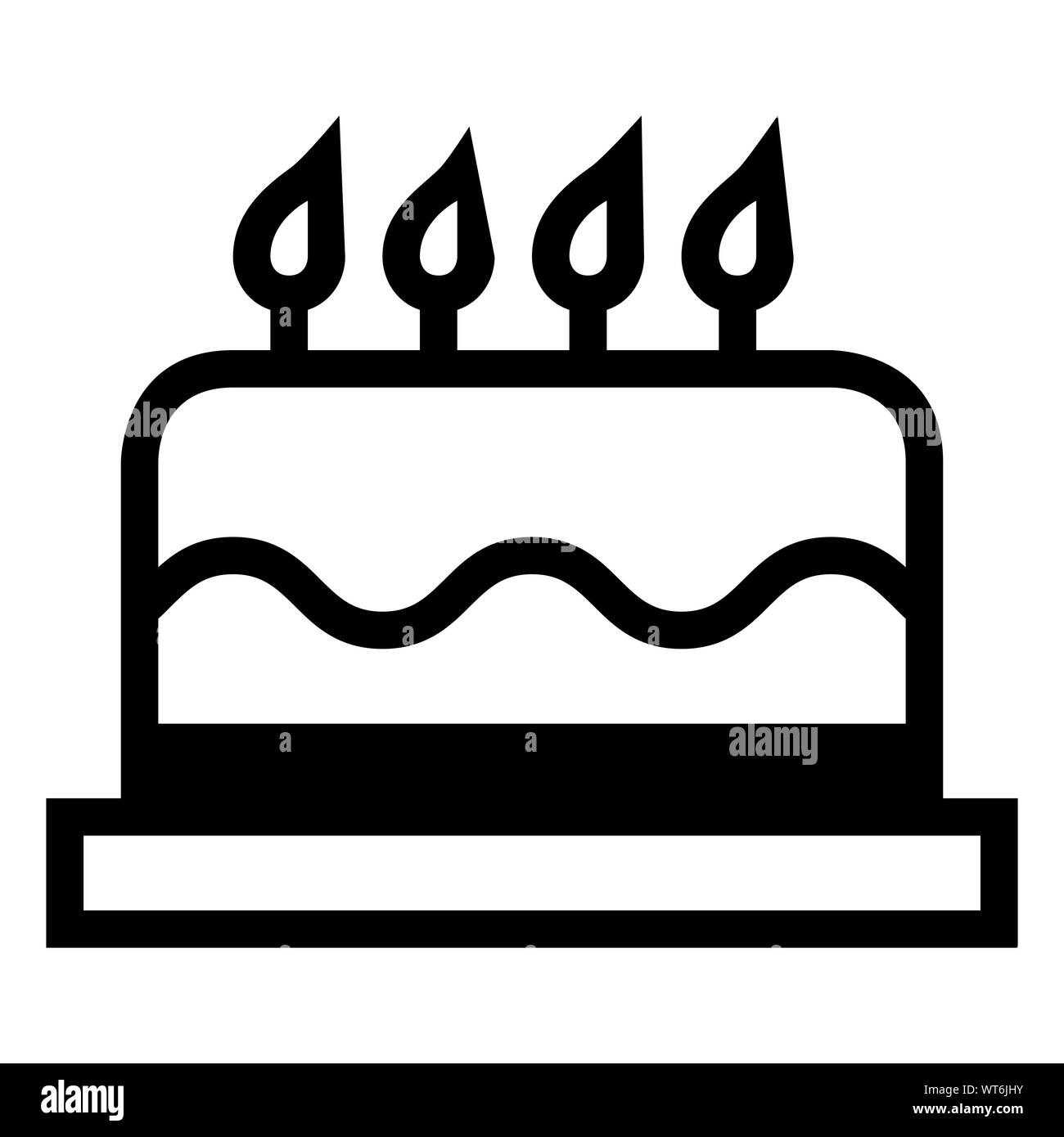Festa di compleanno la torta con la candela icona illustrazione ...
